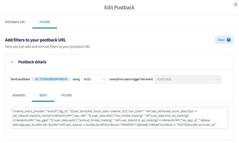 Advanced Postback Configuration