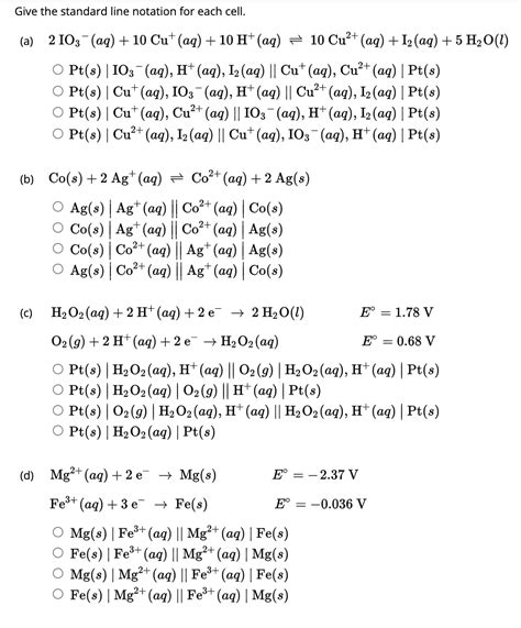 Solved Give The Standard Line Notation For Each