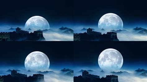 长城月亮升起、大月亮 视频素材下载