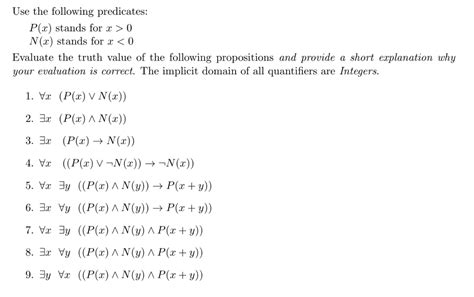 Solved Use The Following Predicates Px Stands For X 〉 0