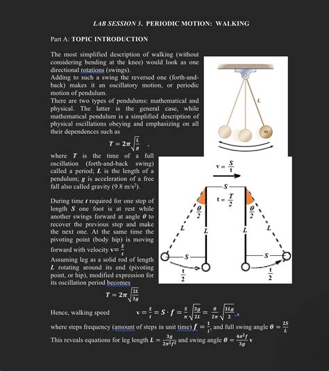 Lab Session 3 Periodic Motion Walking Part A Topic