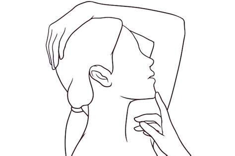 Premium Vector Beautiful Woman Touch Her Face Hand Drawn Style Vector
