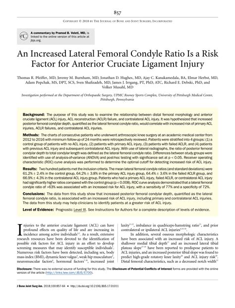 Pdf An Increased Lateral Femoral Condyle Ratio Is A Risk Factor For Anterior Cruciate Ligament