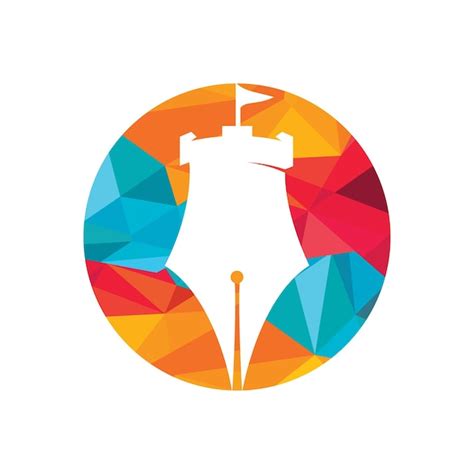 캐슬 펜 교육 벡터 로고 디자인 프리미엄 벡터