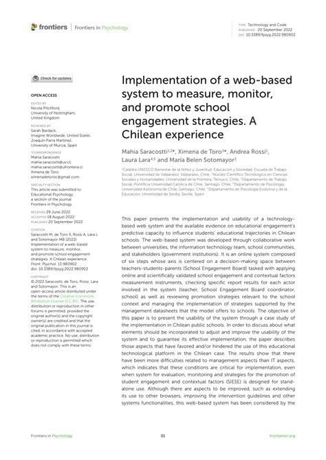 Pdf Implementation Of A Web Based System To Measure Monitor And Promote School Engagement