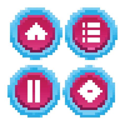 Interface Menu Pixel Buttons Retro Game Ui Navigation Panel 8 Bit