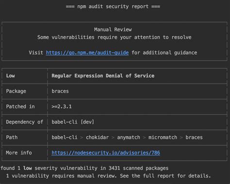 When Installing Babel Cli Npm Audit Gives Warning In Braces Package