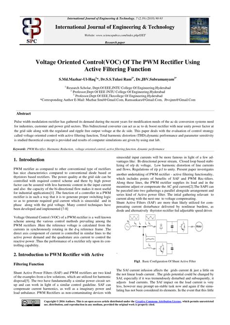 Pdf Voltage Oriented Controlvoc Of The Pwm Rectifier Using Active