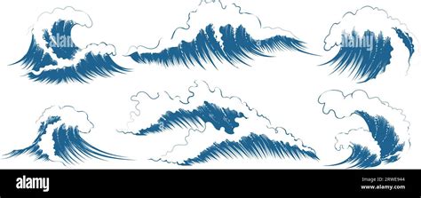 Sea Waves Sketch Set Stock Vector Image Art Alamy