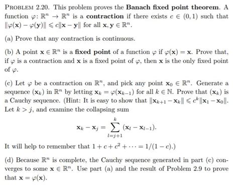 Solved Problem 220 This Problem Proves The Banach Fixed