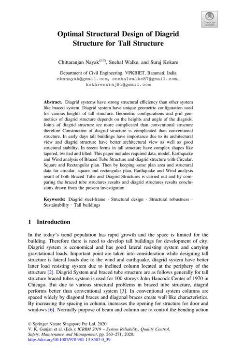 pdf optimal structural design of diagrid structure for tall structure