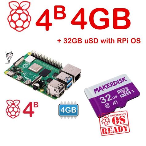 Raspberry Pi 4 Model B 4gb And 32gb Microsd With Rpi Os
