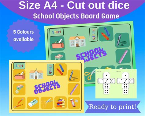 School Objects Boardgame Instant Printable Digital Download A4 Etsy Fun Worksheets Board School Objects Boardgame Instant Printable Digital Download A4 Etsy Fun Worksheets Board