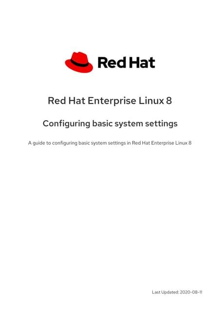 Red Hat Enterpriselinux 8 Configuringbasicsystemsettings En Us Pdf