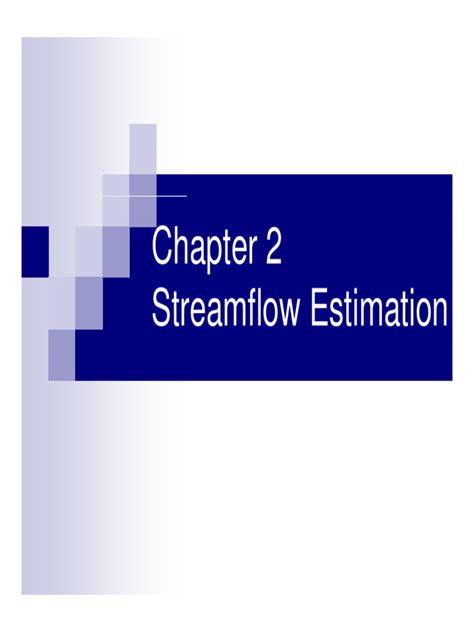 Chapter 2 Streamflow Estimation Pdf Discharge Hydrology Drainage Basin