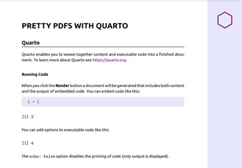 Making Pretty Pdfs With Quarto Nicola Rennie R Thirsdays