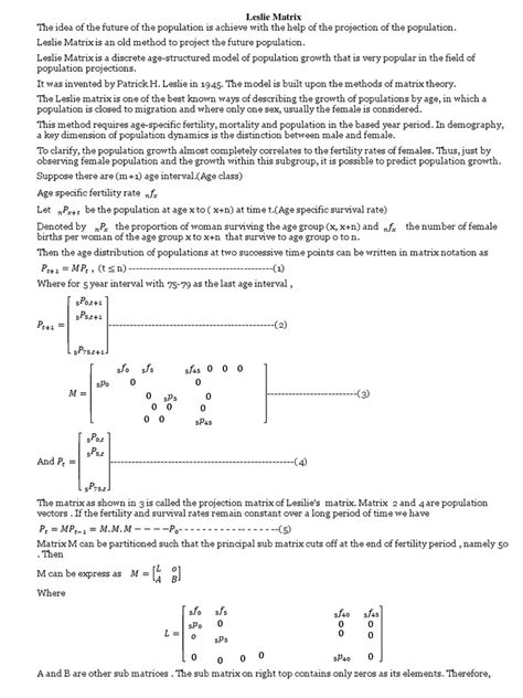 Lislie Matrix1 Pdf Matrix Mathematics Mathematics