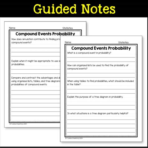 7th Grade Math Statistics Compound Events Probability Activity Guided
