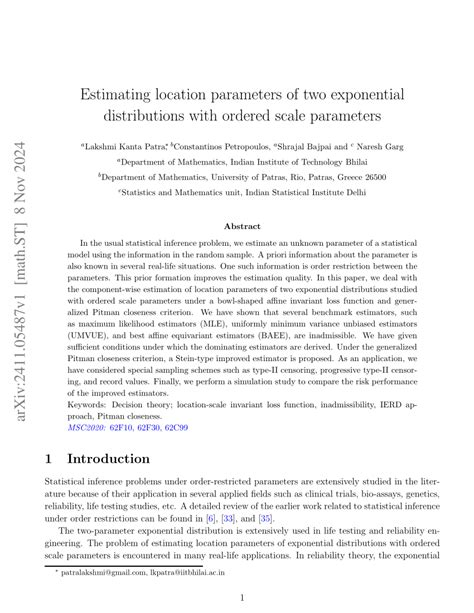 Pdf Estimating Location Parameters Of Two Exponential Distributions