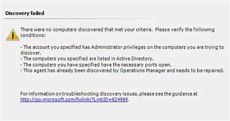 Scom 2019 Dicovery Failed Microsoft Qanda
