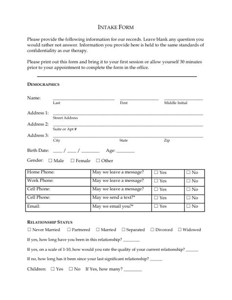 Intake Form Fill Out Sign Online And Download Pdf Templateroller