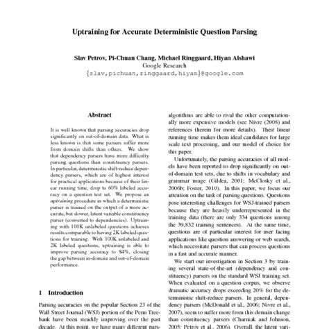 Uptraining For Accurate Deterministic Question Parsing Acl Anthology