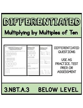 Rd Grade Multiplying By Multiples Of Test Practice Below Level