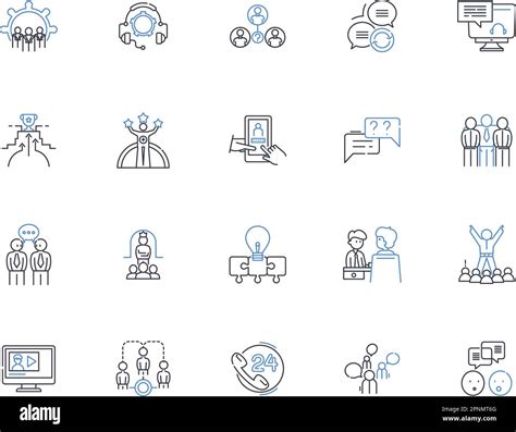 Visitor Support Line Icons Collection Assistance Guidance Help Information Advice