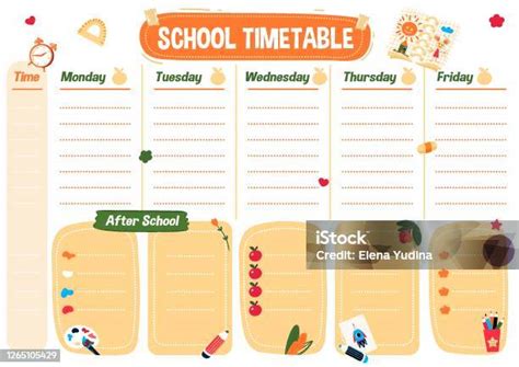 학교 계획 목록 어린이와 학생을위한 인쇄 예술 시간표 방과 후 수업 및 프로그램에 대한 주간 일정 교육 중 어린이를위한 주최자 귀여운 차트와 대학에 대한 플래너 교육에 대한