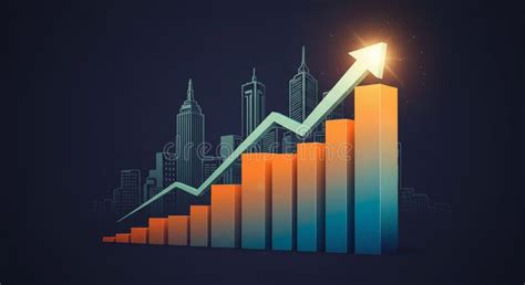 Bar Graph With Ascending Orange And Blue Columns Against A Dark Background Stock Illustration