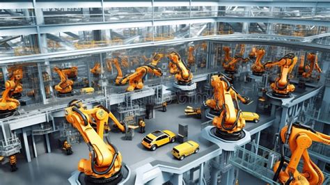 Automated Robot Arm Assembly Line Manufacturing Advanced High Tech Green Energy Electric