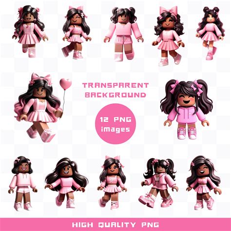 Bundle Roblox Girls Png Pink Roblox Girls 12 Set Of Roblox Girls In Pink Roblox Party Favors