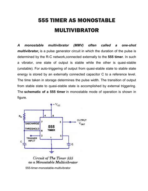 555 Timer As Monostable Multivibrator Circuit And Design