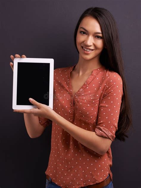 Woman Studio And Tablet With Mockup Screen And Technology For