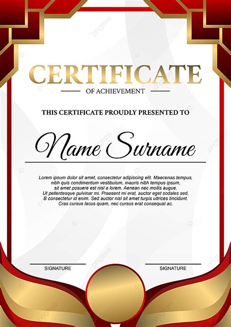 황금 빨간색 인증서 테두리 프레임 벡터 템플릿 Psd 다운로드 디자인 자료 다운로드