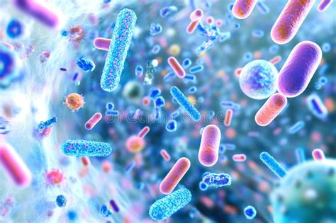 Illustration Of The Human Microbiome Interacting With The Immune System Showcasing Gut Health