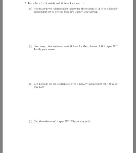 solved 2 let a be a 6 x 5 matrix and b be a 3x 4 matrix a