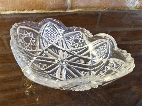 Vintage Mid Century Pressed Glass Relish Dish With Hobstar Etsy