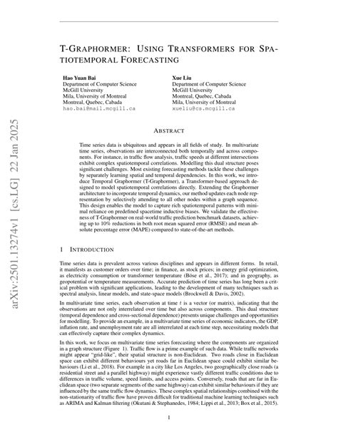 Pdf T Graphormer Using Transformers For Spatiotemporal Forecasting