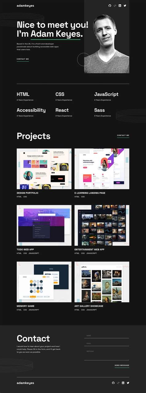 Frontend Mentor Single Page Developer Portfolio Using Html Css And Javascript Coding
