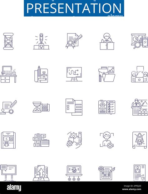 Presentation Line Icons Signs Set Design Collection Of Presentation Speech Talk Slideshow