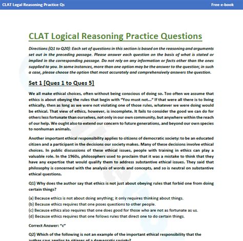 New Pattern Clat Logical Reasoning Qs For Practice Download Here