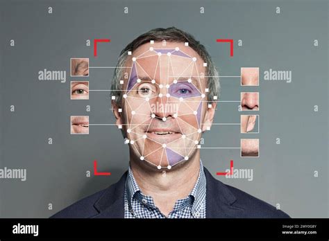Verification Authentication And Facial Recognition Concept Mature Person And Technology