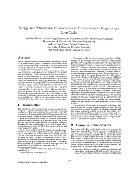 Pdf Energy And Performance Improvements In Microprocessor Design