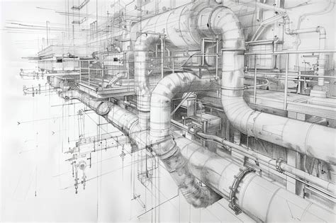 Sketching Industrial Ventilation Systems Ar Generative Ai Premium AI Generated Image