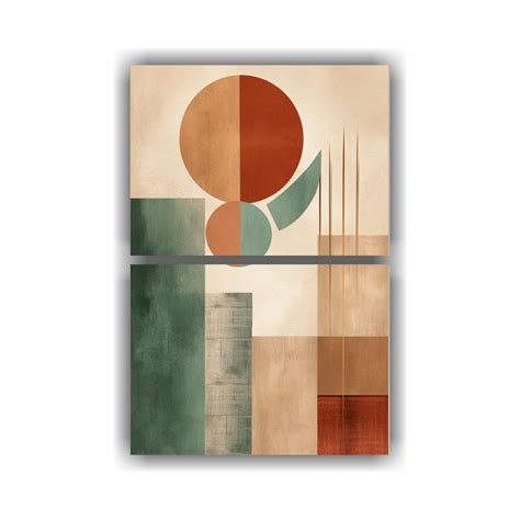 Conjunto 2 Arte Pared Estilo Galería Oficina Boho Abstracto Beige Verde