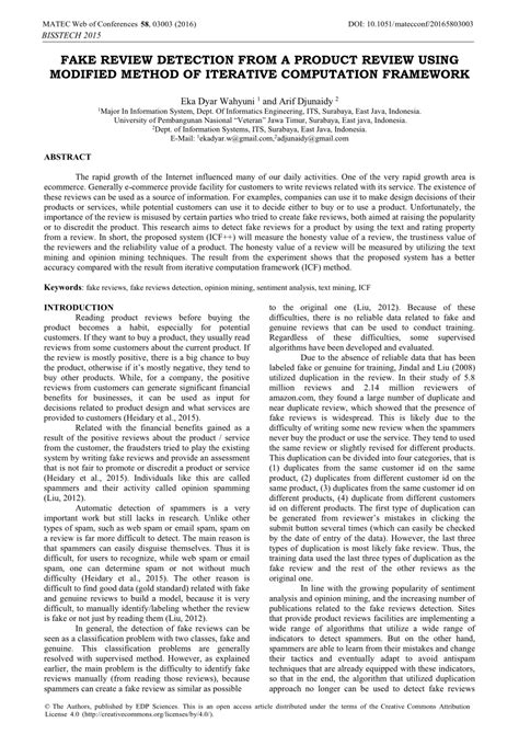 PDF Fake Review Detection From A Product Review Using Modified Method Of Iterative Computation