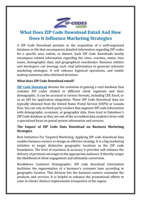 Ppt What Does Zip Code Download Entail And How Does It Influence Marketing Strategie