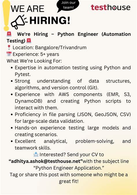 Immediatehiring Pythonengineer Automationtesting Wearehiring