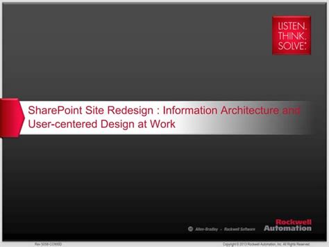 Sharepoint Site Redesign Information Architecture And User Centered Design At Work Ppt